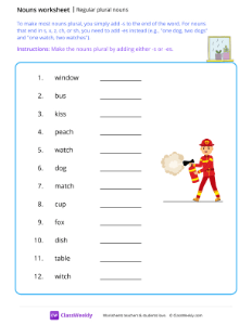 Regular plural nouns - Window | Worksheet | ClassWeekly.com