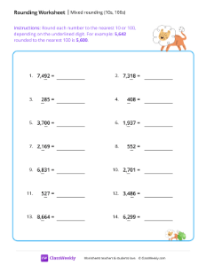 Mixed rounding (10s, 100s) - Lion | Worksheet | ClassWeekly.com