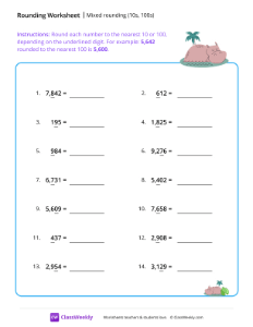 Mixed rounding (10s, 100s) - Hippo | Worksheet | ClassWeekly.com