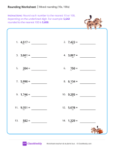 Mixed rounding (10s, 100s) - Cheetah | Worksheet | ClassWeekly.com