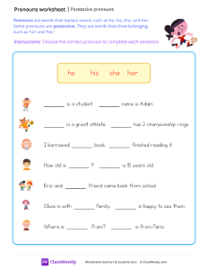 She vs. Her and He vs. His | Worksheet | ClassWeekly.com