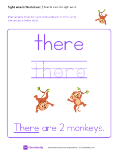 Read & trace the sight word - There | Worksheet | ClassWeekly.com