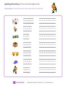 Trace and Write Sight Words - Dig | Worksheet | ClassWeekly.com