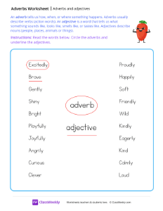 Adverbs and adjectives - Carrot | Worksheet | ClassWeekly.com