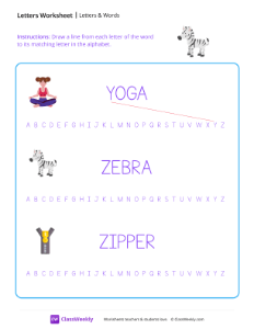 Letters & Words - Zebra | Worksheet | ClassWeekly.com
