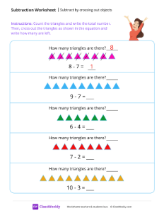 Subtract by crossing out objects - Joy | Worksheet | ClassWeekly.com