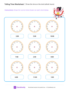 Draw the time on the clock (whole hours) - Finish | Worksheet ...