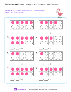 Making 10 with ten frames (2 addends missing) - Flamingo | Worksheet ...