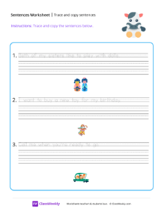 Trace and copy sentences - Cow | Worksheet | ClassWeekly.com