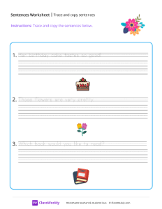 Trace and copy sentences - Flowers | Worksheet | ClassWeekly.com