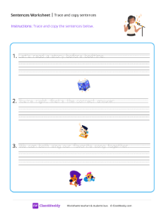 Trace and copy sentences - Singer | Worksheet | ClassWeekly.com