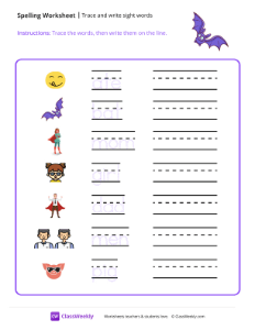 Trace and Write Sight Words - Bat | Worksheet | ClassWeekly.com