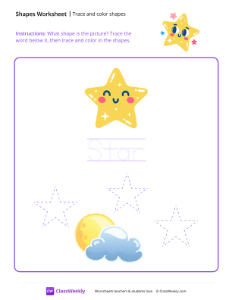 Trace and color shapes - Star | Worksheet | ClassWeekly.com