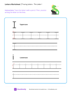 Tracing Letters - The Letter I | Worksheet | ClassWeekly.com