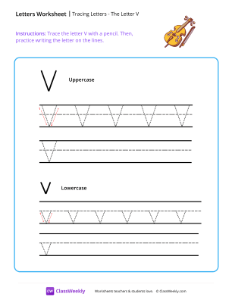 Tracing Letters - The Letter V | Worksheet | ClassWeekly.com