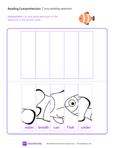 Unscrambling Sentences - Nemo | Worksheet | ClassWeekly.com