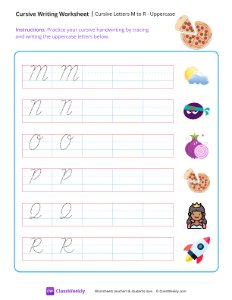 Cursive Letters M to R - Uppercase | Worksheet | ClassWeekly.com