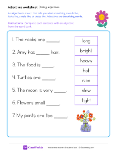 Using Adjectives - Flower | Worksheet | ClassWeekly.com