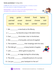 Using verbs - Soccer | Worksheet | ClassWeekly.com