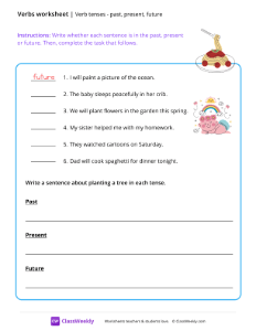 Verb tenses (past, present, future) - Spaghetti | Worksheet ...