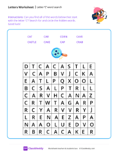 Letter C word search - Detective | Worksheet | ClassWeekly.com