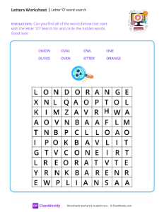 Letter O word search - Laptop | Worksheet | ClassWeekly.com