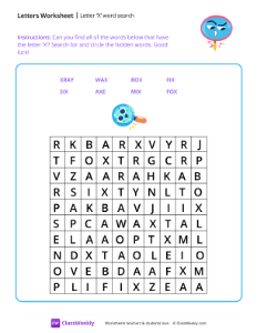 Letter X word search - Smart Search | Worksheet | ClassWeekly.com