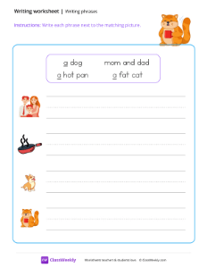 Writing phrases - Cat | Worksheet | ClassWeekly.com