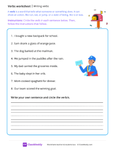 Writing verbs - Mailbox | Worksheet | ClassWeekly.com